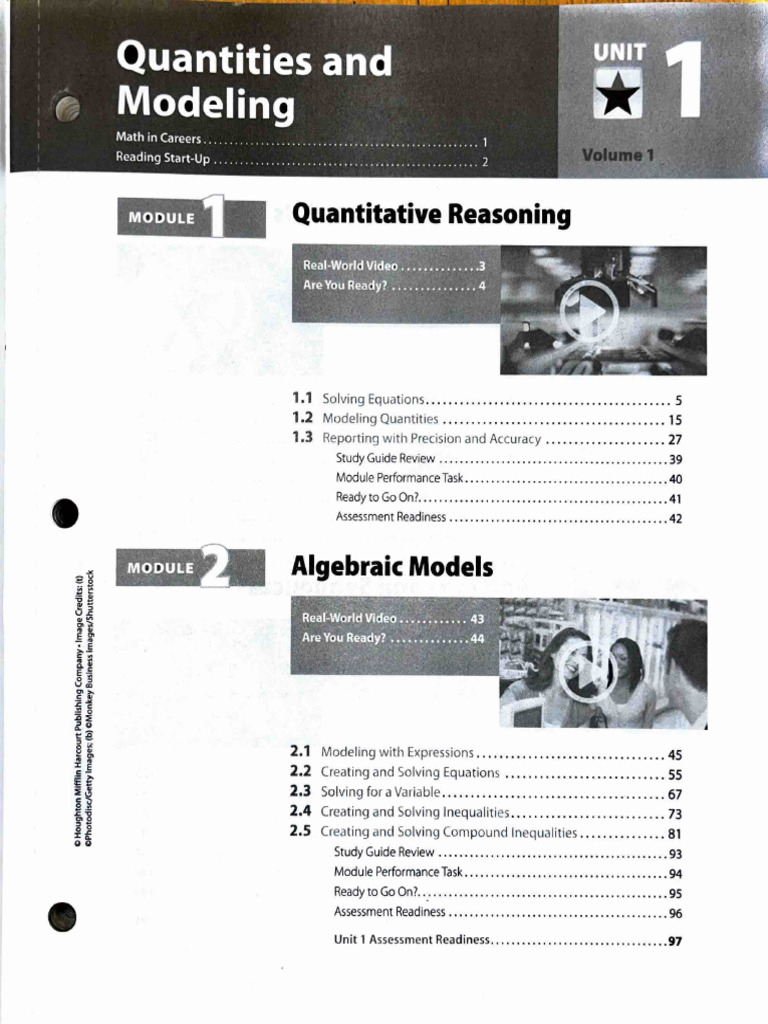 HMH Algebra 1 Table of Contents | PDF | Mathematics
