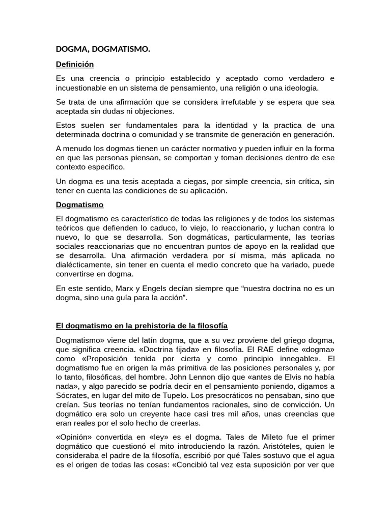 Definición y Consecuencias del Dogmatismo | PDF | Dogma | Pensamiento