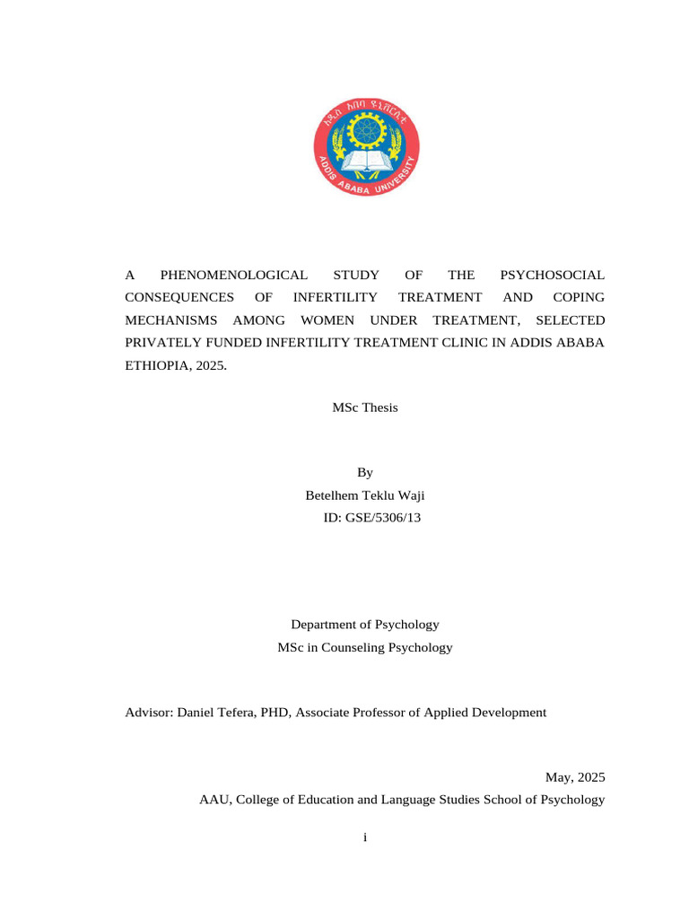 May 24 Betelhem Teklu Thesis | PDF | Infertility | In Vitro Fertilisation