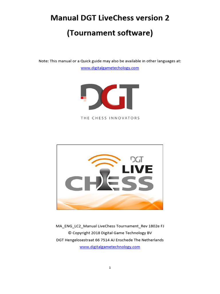 DGT Schachbrett Software Livechess 2 User Manual en Rev 1802e | PDF ...