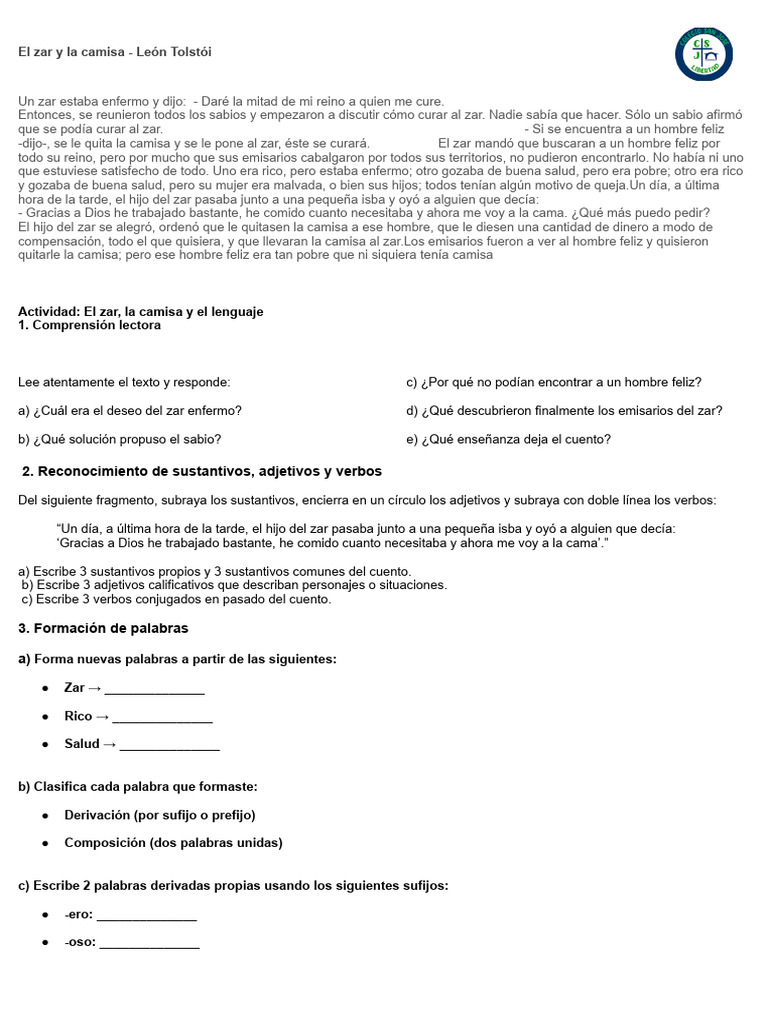 El Zar y La Camisa - León Tolstói | PDF