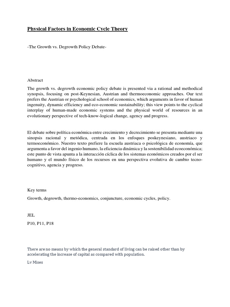 Physical Factors in Economic Cycle Theor | PDF | Sustainability ...
