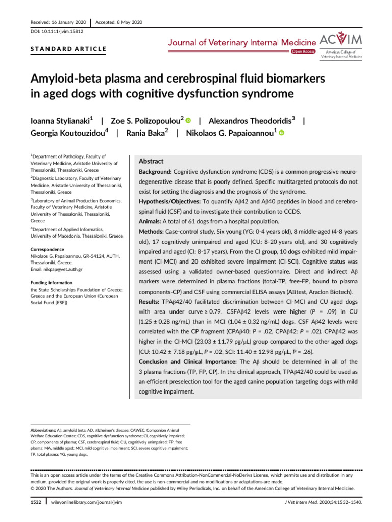Amyloid-Beta Plasma and Cerebrospinal Fluid Biomarkers | PDF | Amyloid Beta | Receiver Operating ...