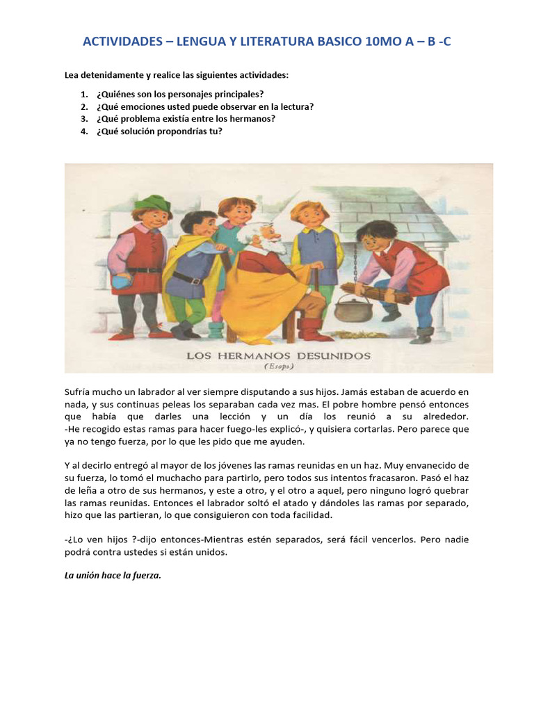 Actividades Semana 2 - Lengua y Literatura Decimo | PDF