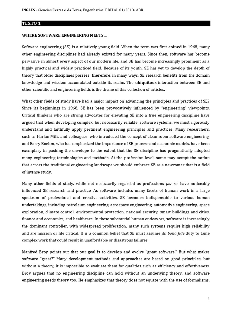 2018a UFES Proficiencia Ingles - Prova - Exatas | PDF | Engineering