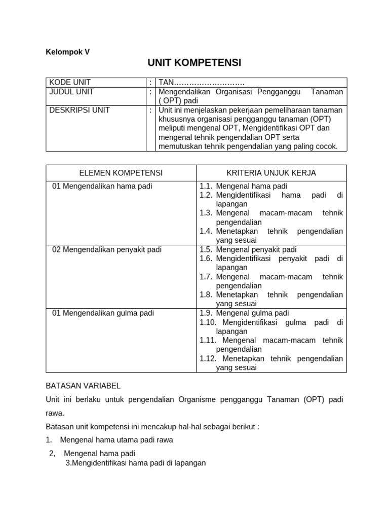 Unit Kompetensi | PDF
