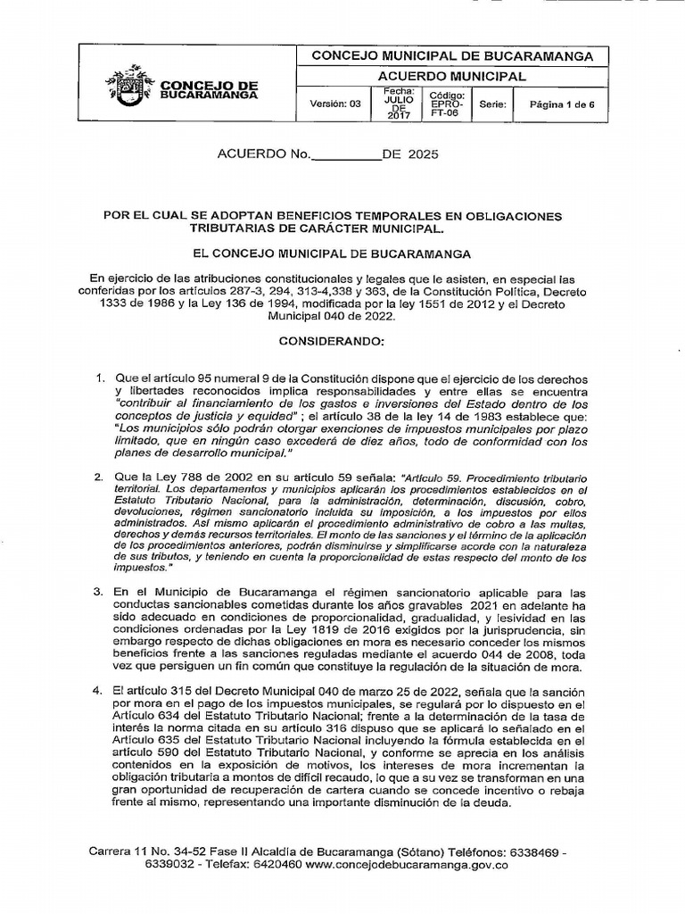 Acuerdo 016 2025 | PDF