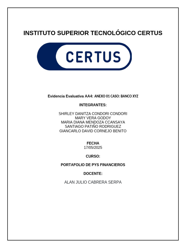 Instituto Superior Tecnológico Certus | PDF | Bancos | Mercado (economía)
