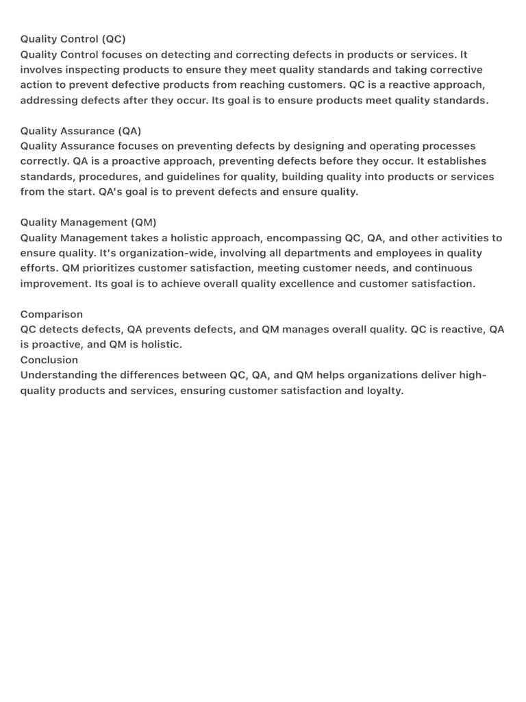 Quality Control (QC) | PDF