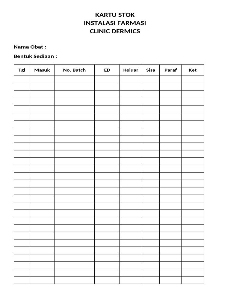 Kartu Stok | PDF