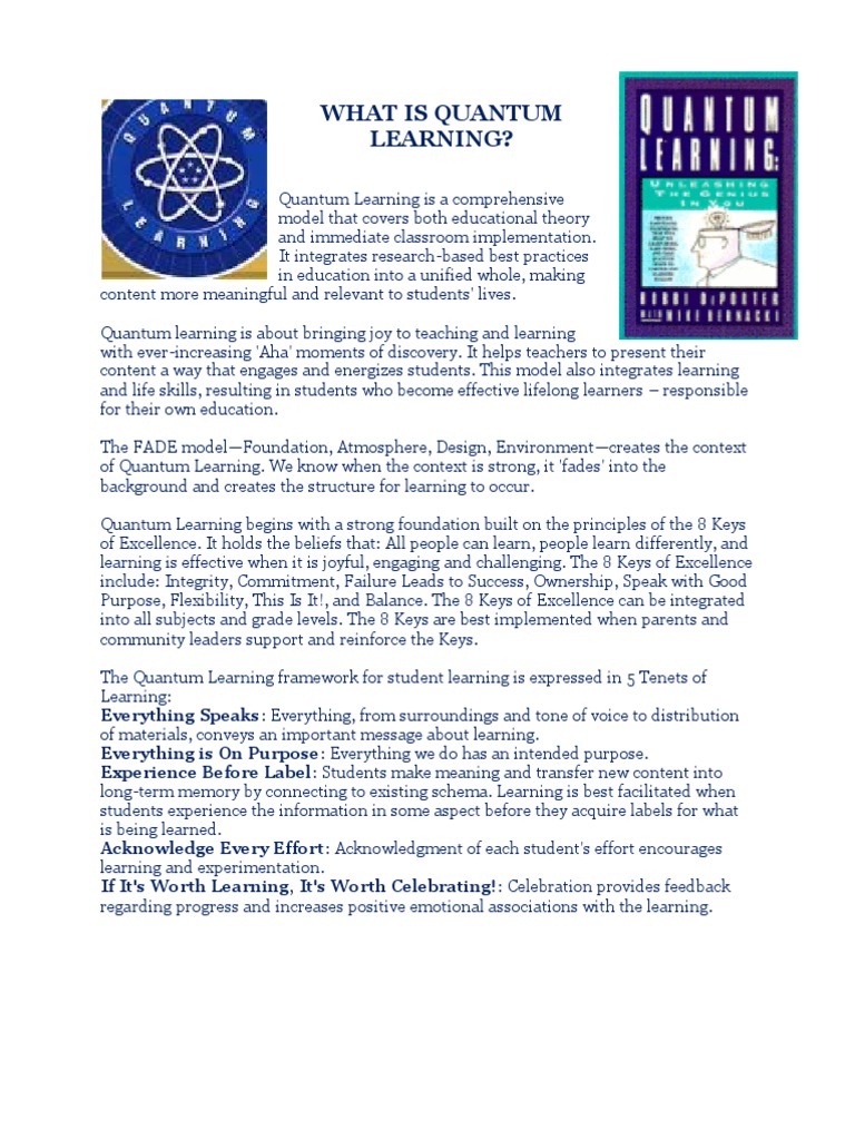 What Is Quantum Learning | PDF | Learning | Teachers