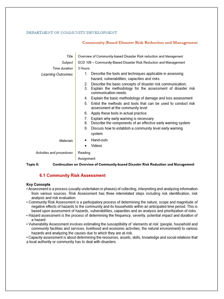 Topic 6 Community Based DRRM | PDF | Risk | Hazards