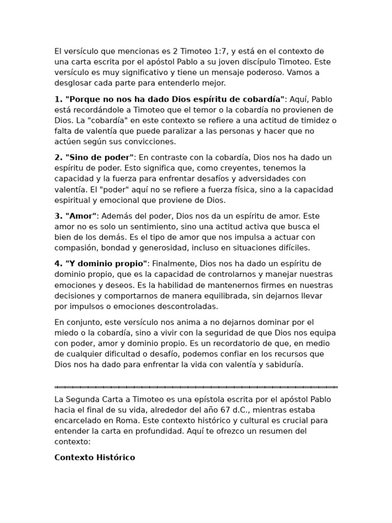 Poder, Amor y Dominio Propio en Timoteo | PDF | Pablo el apóstol | Amor