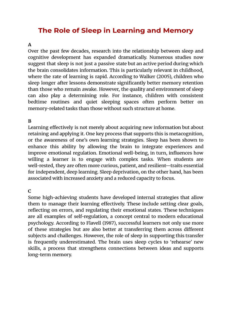 Sleep's Impact on Learning and Memory | PDF | Sleep | Learning
