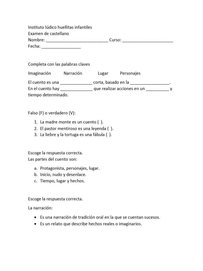 Examen Castellano | PDF
