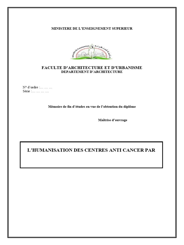 BOUHADJI Massinissa Mémoire Final | PDF | Cancer | Radiothérapie