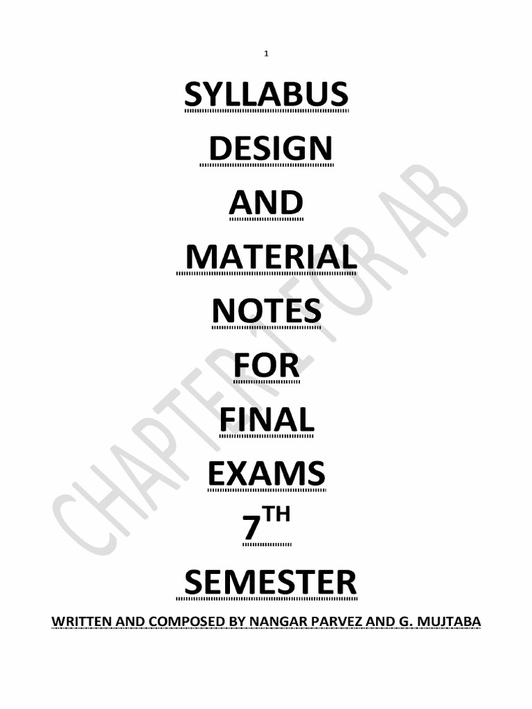 AB Syllabus Design Notes Final Exams 7th Sems CHAPTER 1 | PDF