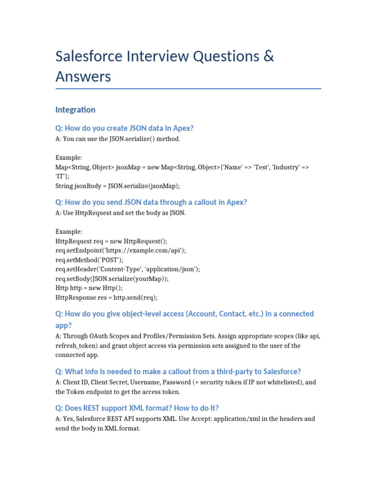 Salesforce Integration Interview Insights | PDF