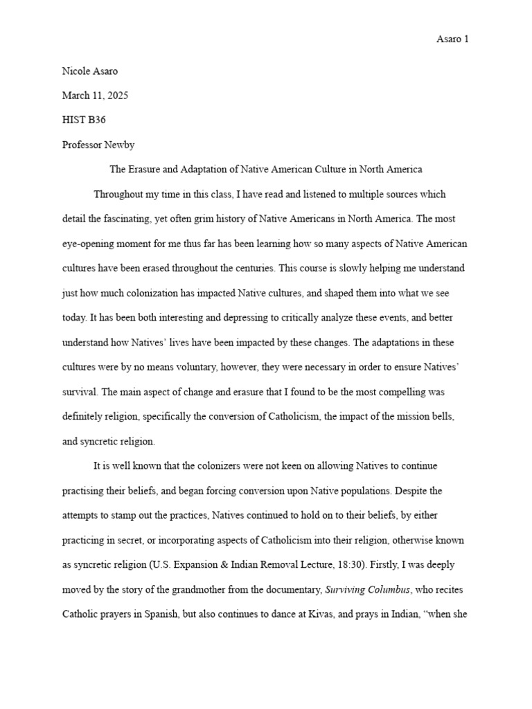 The Erasure and Adaptation of Native American Culture in North America ...