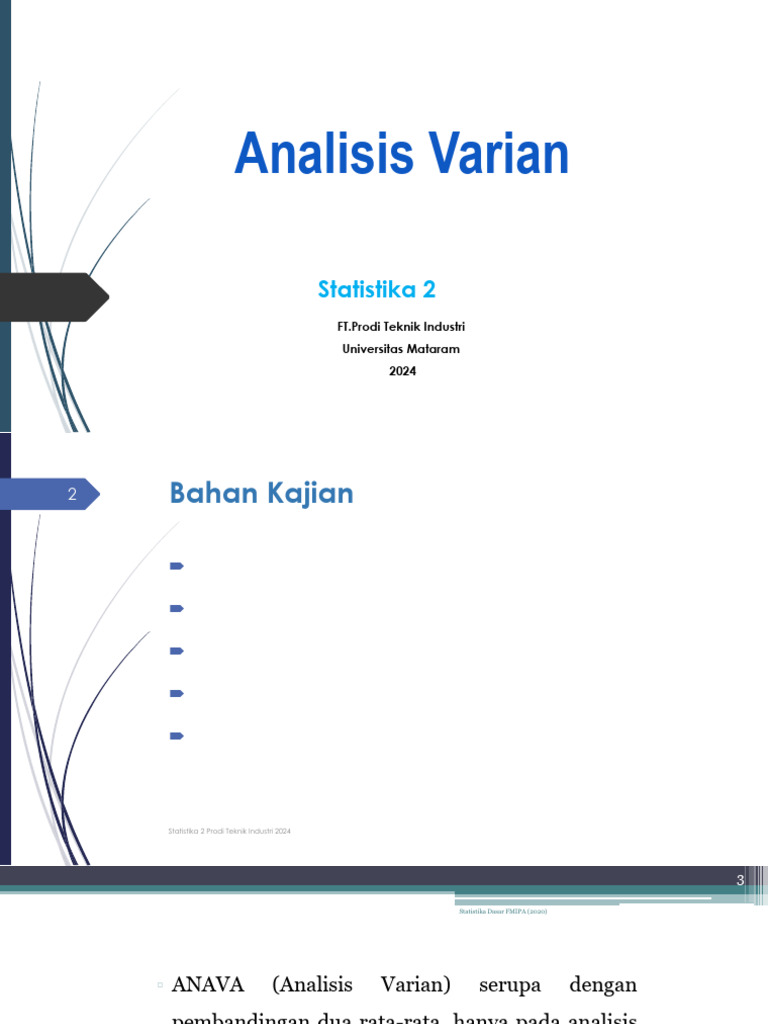 Analisis Varian dalam Statistika 2 | PDF