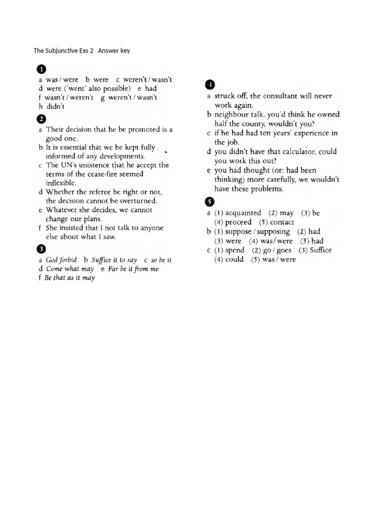 Subjunctive Exs 2 Answer Key | PDF