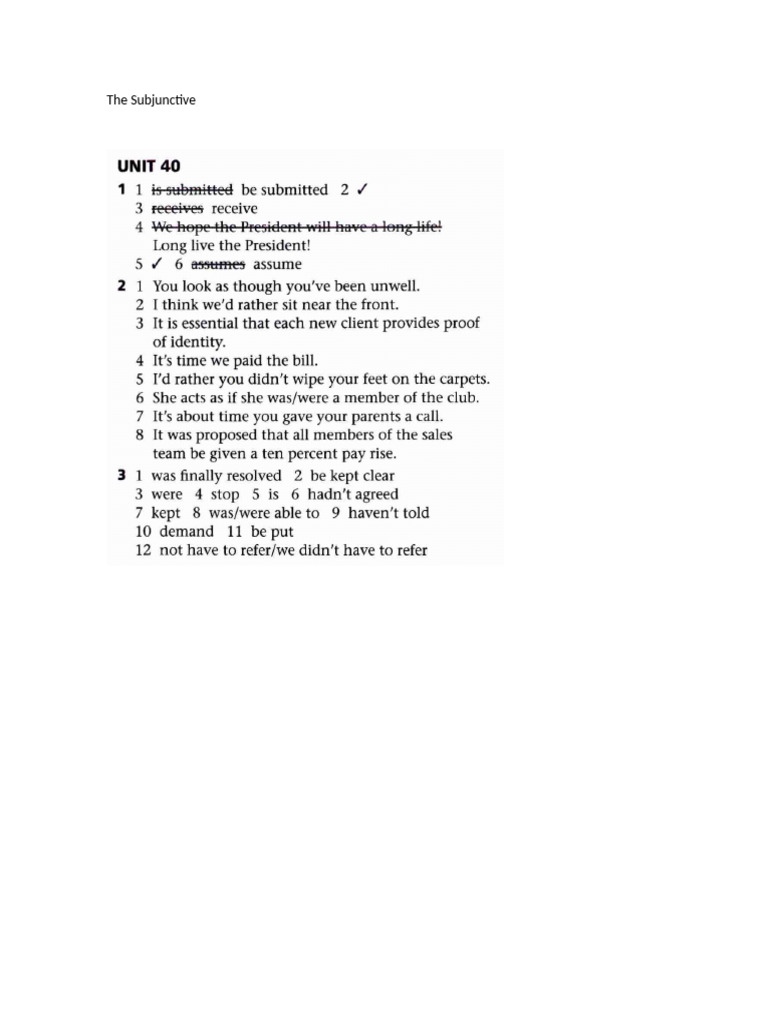 The Subjunctive + Exercises Answer Key | PDF
