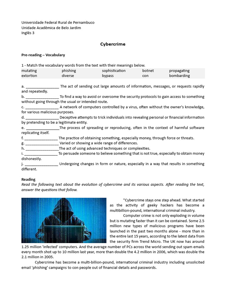 Aula 25 - Cybercrime - Reading | PDF | Cybercrime | Crime Prevention