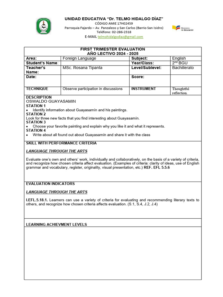 2nd Bgu First Term Evaluation - 2024-2025 | PDF | Linguistics | Cognitive Science