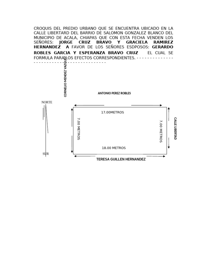 Croquis Predio Urbano Acala, Chiapas | PDF
