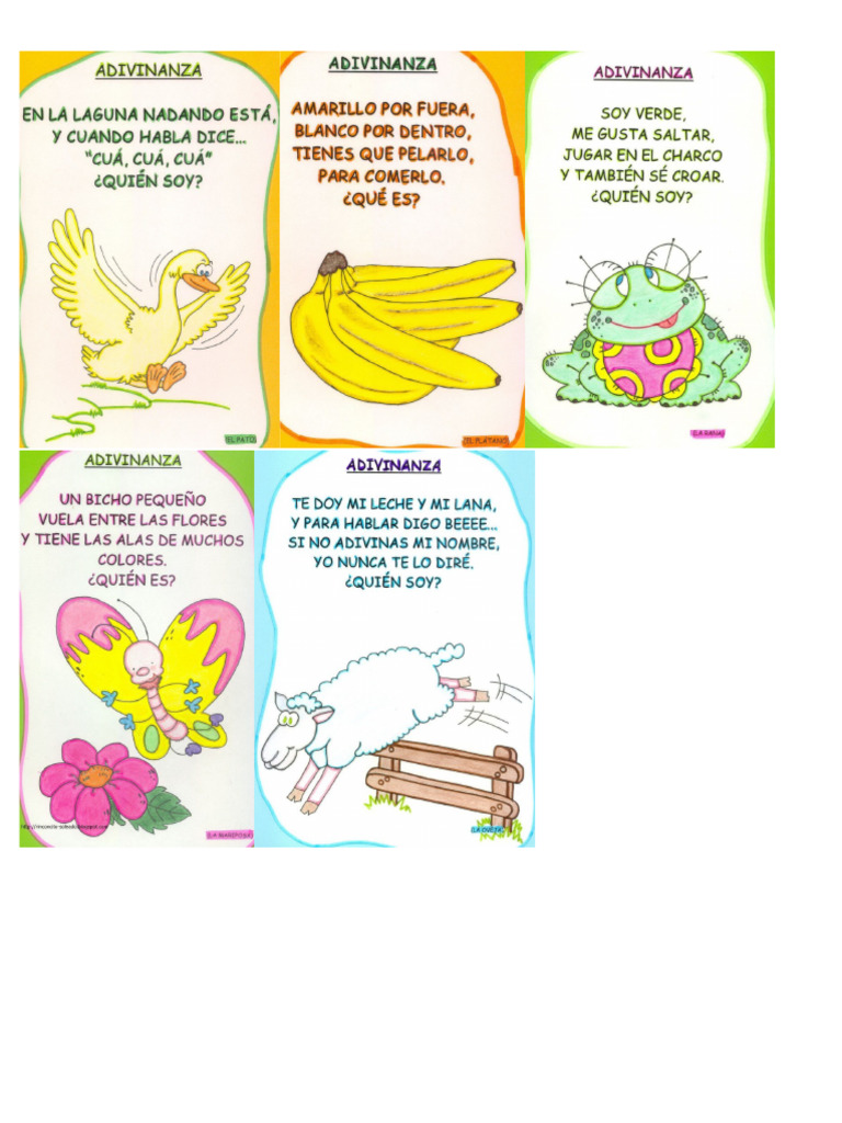 5 Adivinanzas Ilustradas | PDF