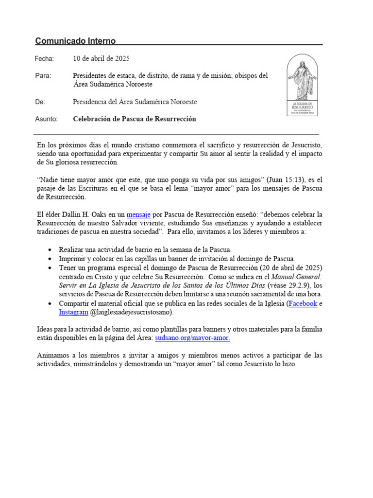 Area-Comunicado Interno-Campaña Mayor Amor | PDF