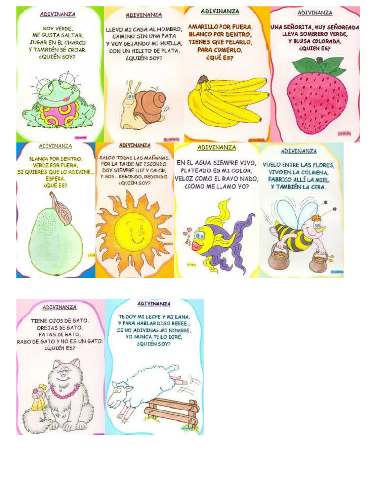 10 Adivinanzas Ilustradas | PDF