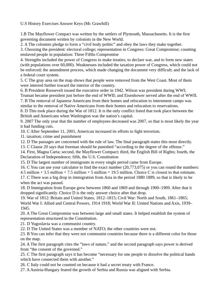 U.S History Answer Keys - 0532765a 9d32 45ba Abb6 Ebd200318698 | PDF ...