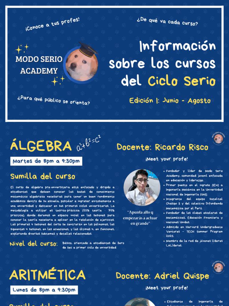 Información Sobre Los Cursos Del Ciclo Serio de Modo Serio Academy ...