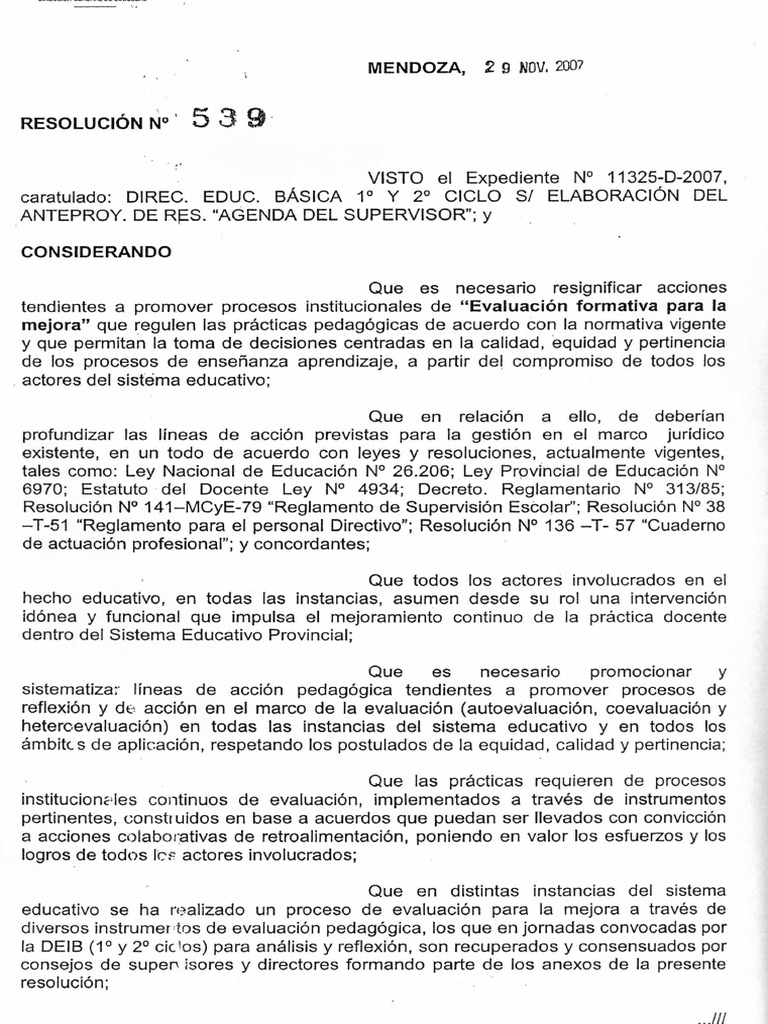 01 Resolucion 0539 DEIyB 2007 | PDF