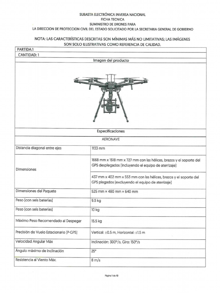 Ficha tecnica Dron Inspección | PDF