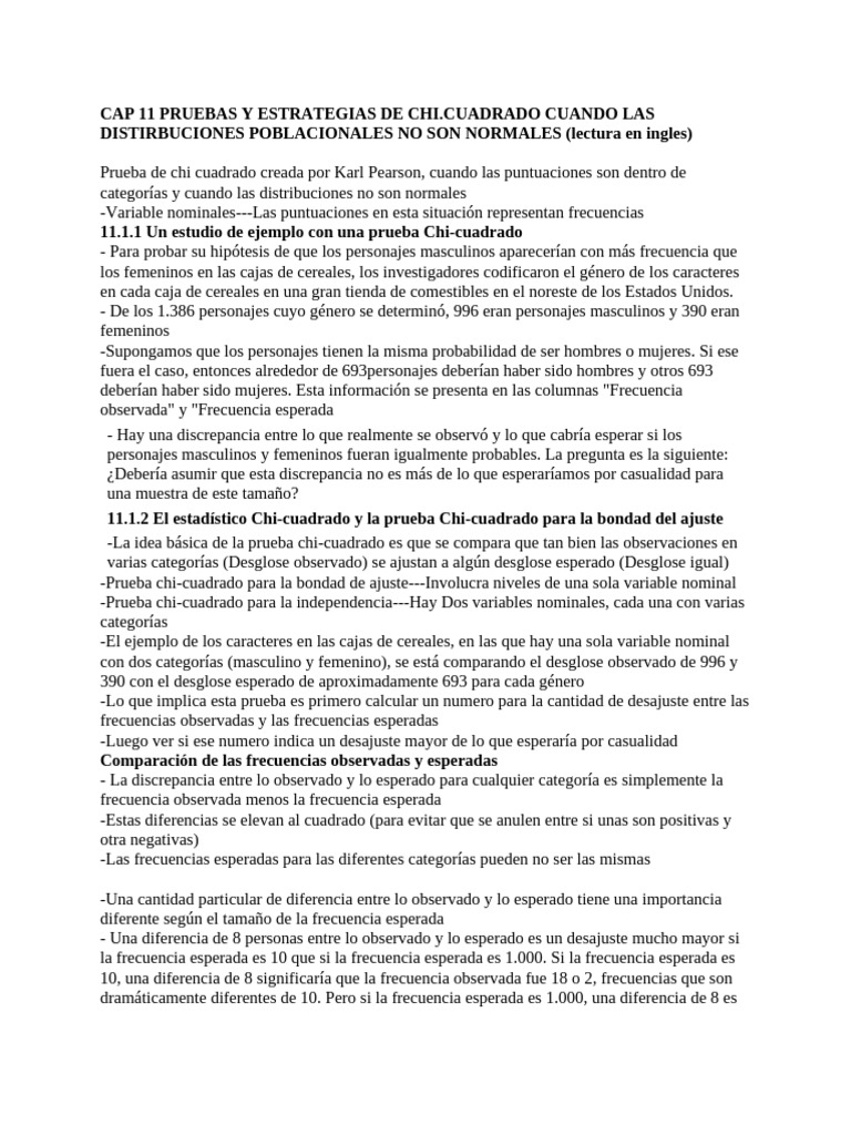 CAP 11 PRUEBAS Y ESTRATEGIAS DE CHI (Lectura en Ingles) | PDF | Prueba de ji cuadrado ...