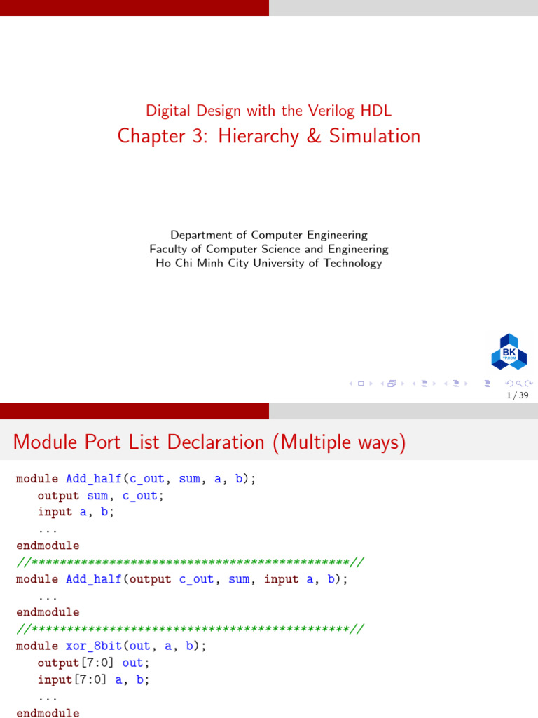 Verilog HDL Hierarchy & Simulation Guide | PDF | Hardware Description ...