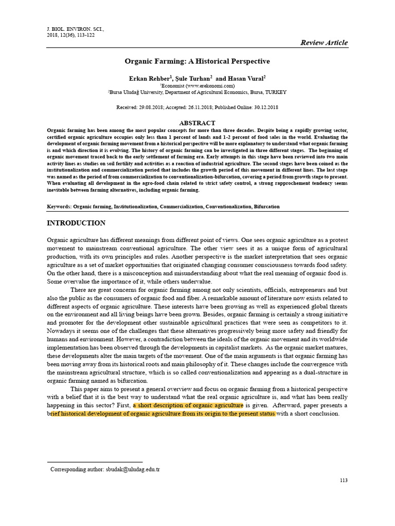 Organic Farming - A Historical Perspective (#1679136) - 4786174 | PDF ...