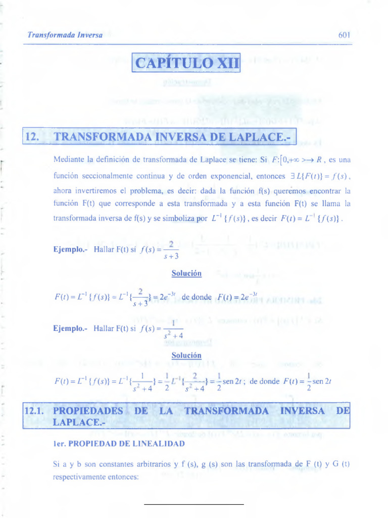 Transformada Inversa de Laplace | PDF | Transformada de Laplace ...