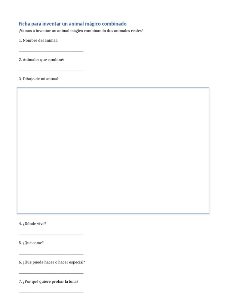 Ficha Inventar Animal Breve | PDF