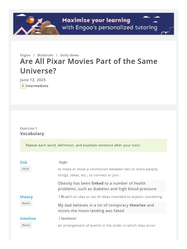 Are All Pixar Movies Part of The Same Universe - Engoo Daily News | PDF ...