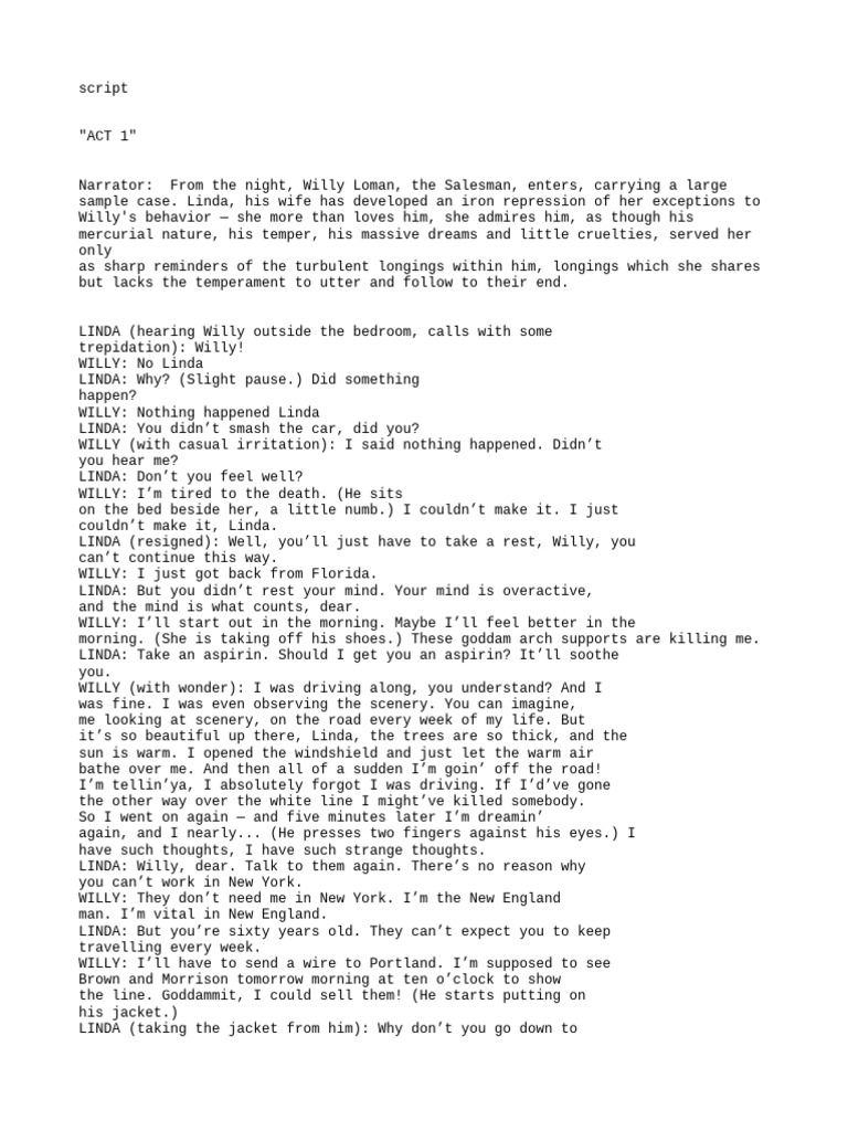 Death of Salesman Script | PDF
