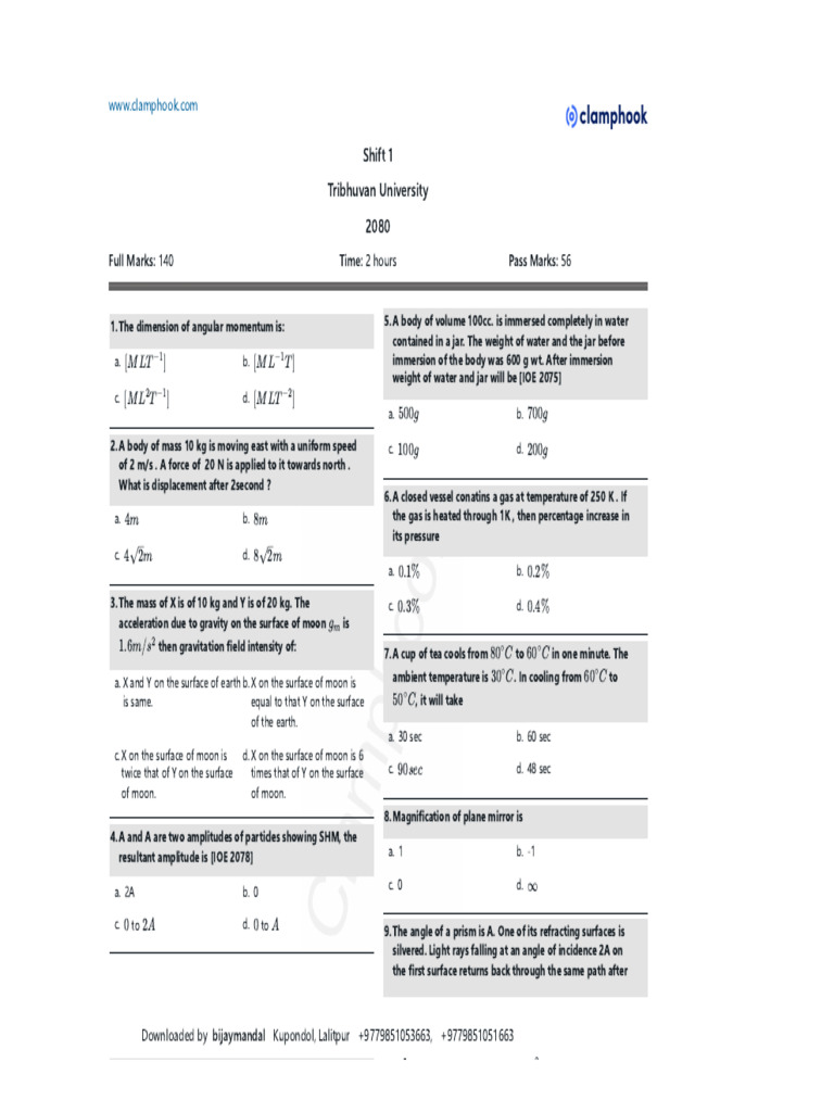 Clamphook 24th June Shift 1 | PDF