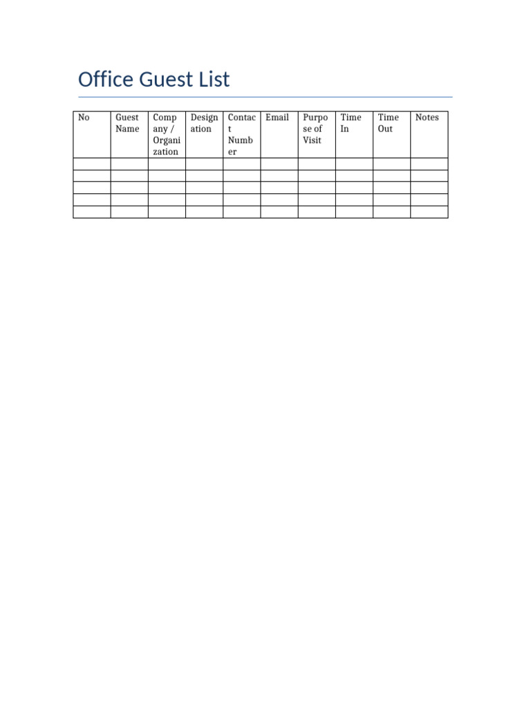 Office Guest List | PDF
