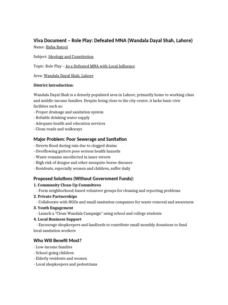 Viva RolePlay Hafsa Batool | PDF