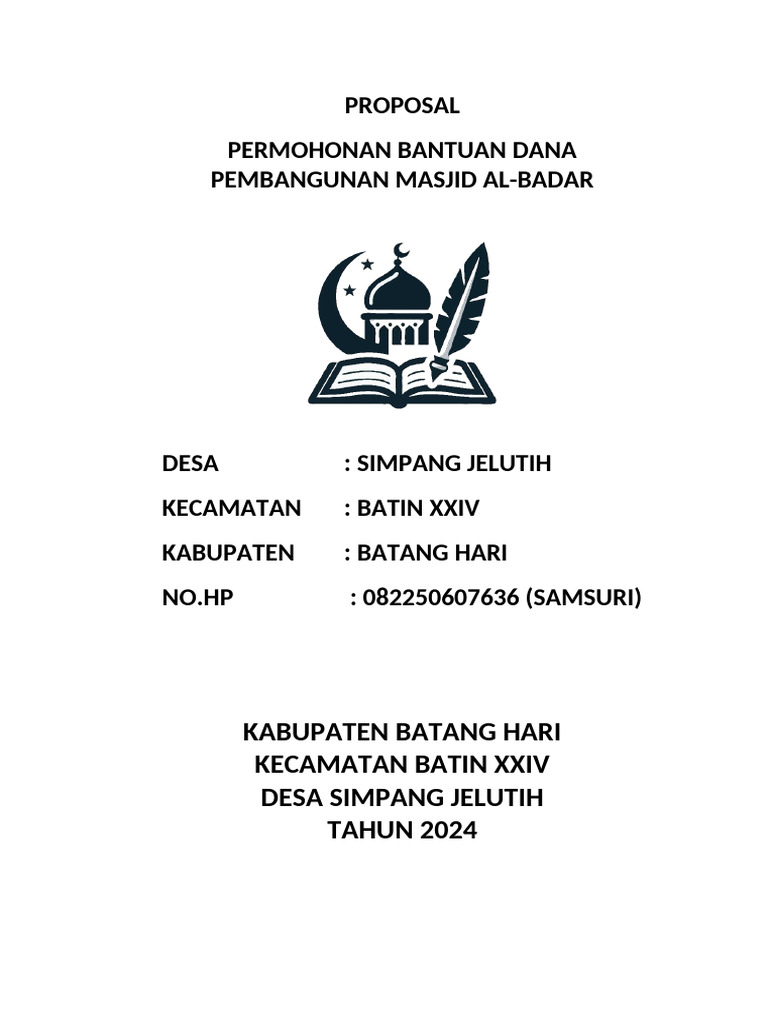 Prosal Masjid Al-badar 2024 | PDF