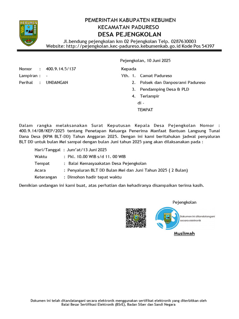 Surat Undangan BLT 5-6 | PDF