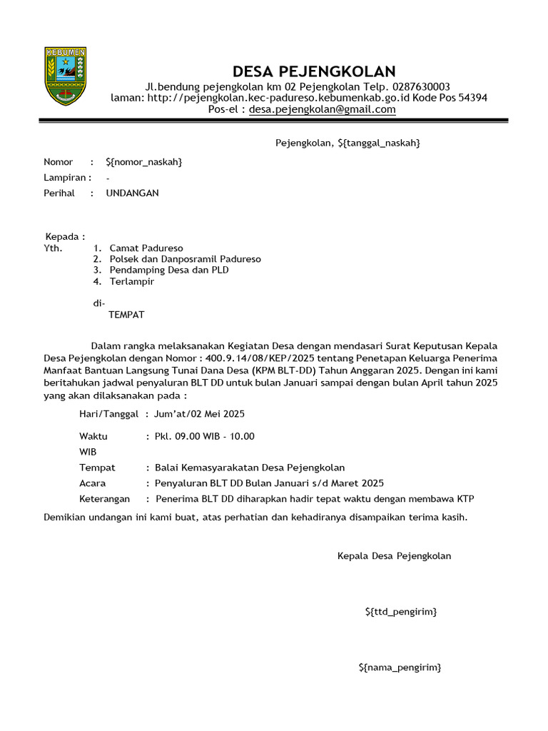 Undangan BLT DD 1-4 2025 | PDF