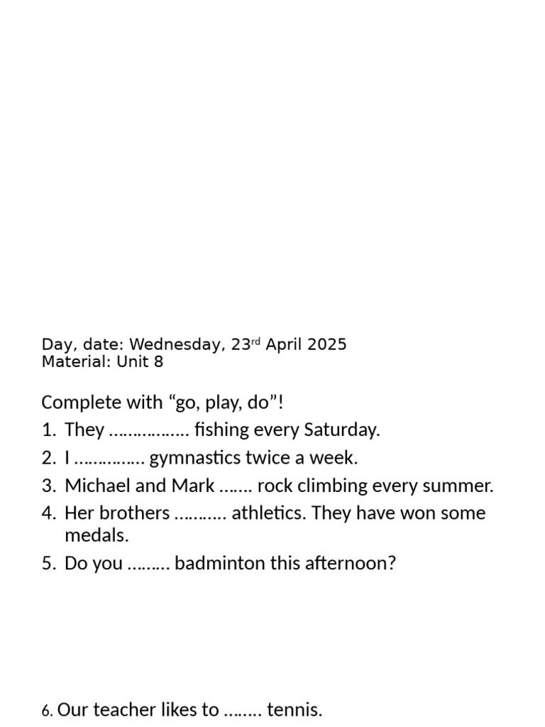 Practice "Go, Play, Do" Activities | PDF